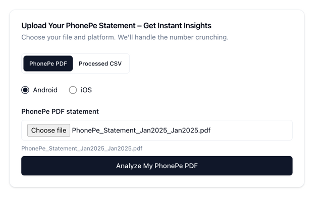 MoneyTools – Analyze PhonePe & GPay Statements Instantly